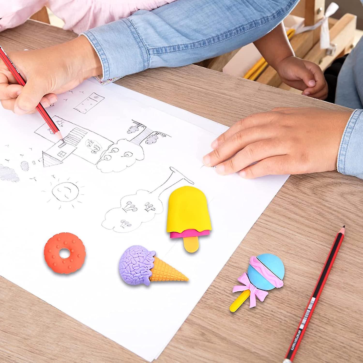 16 Pieces Eraser Children, Mini Cute Kawaii Erasers Lollipop/ice Cream ...