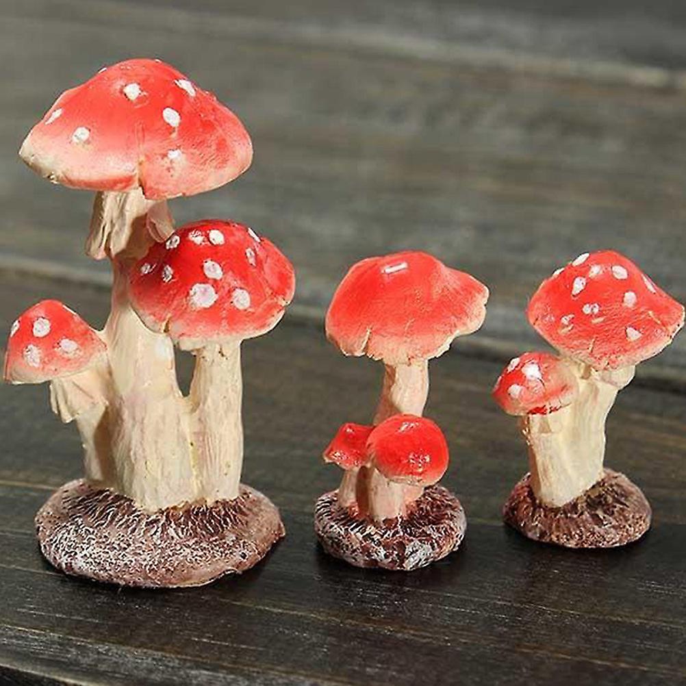 2 Head Red Mushroom Toadstool Miniature Fairy Garden Terrarium Figurine ...