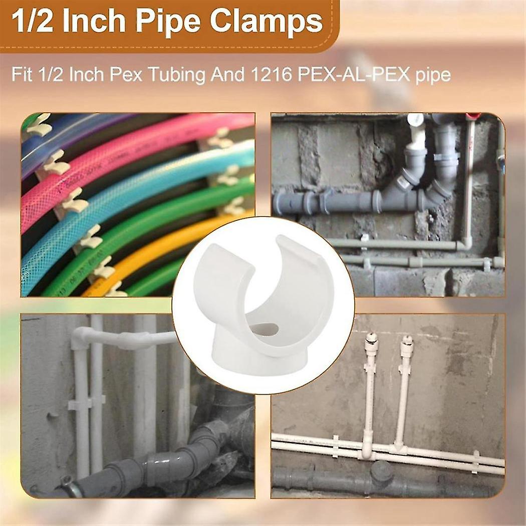 Pex Clips Pipe Clamp, 50pcs 1/2 Inch Pipe Clamp For Pvc Water Pipes And ...