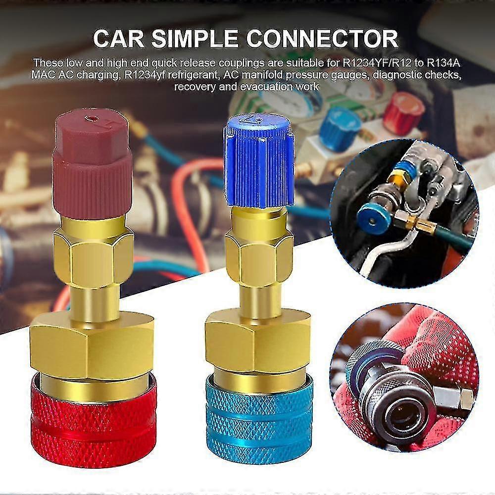 For 2Pcs Quick Connector Adapters R1234YF to R134A High-Pressure Quick ...