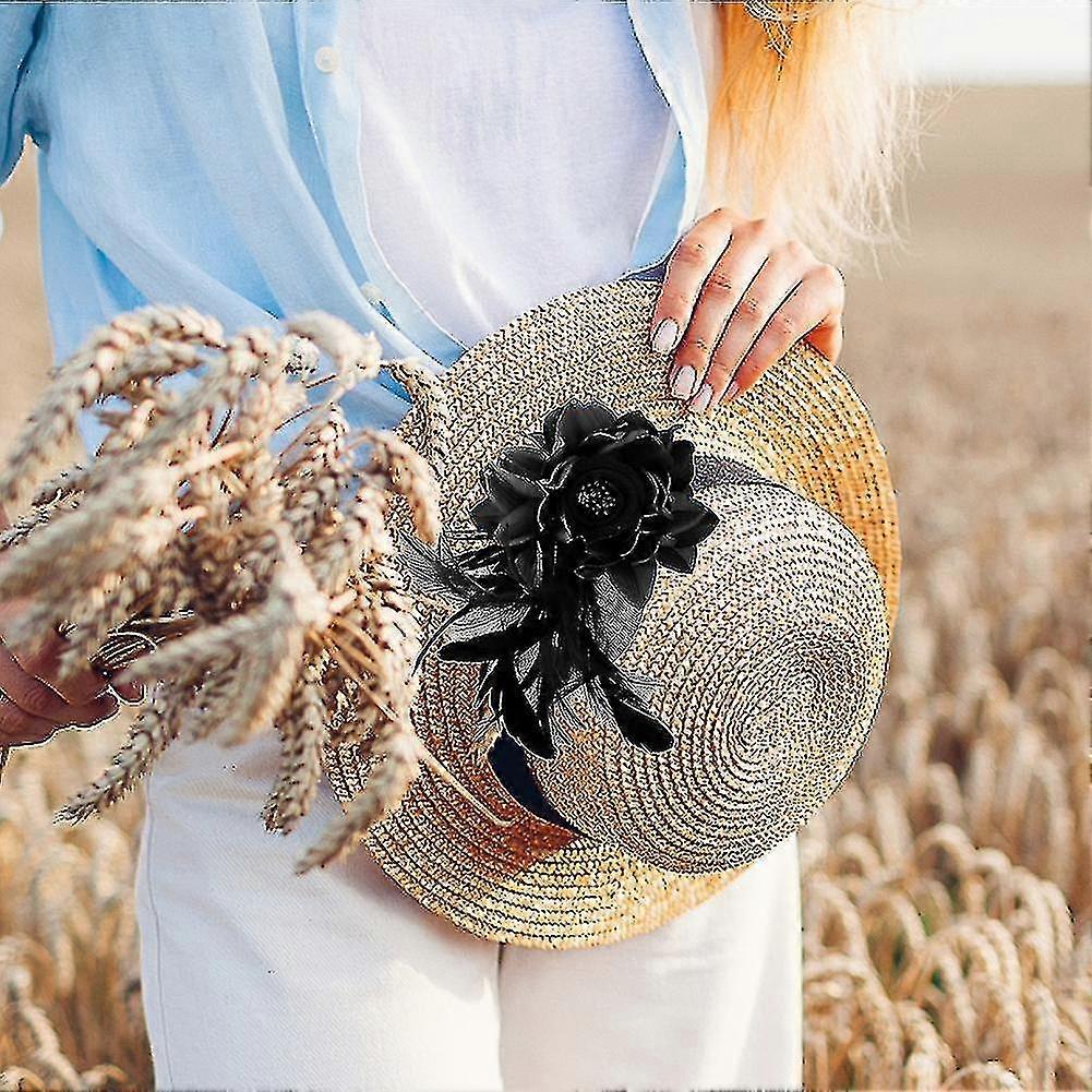 Vintage Feather Flower Brooch Pins For Women Rhinestone Brooch Corsage ...