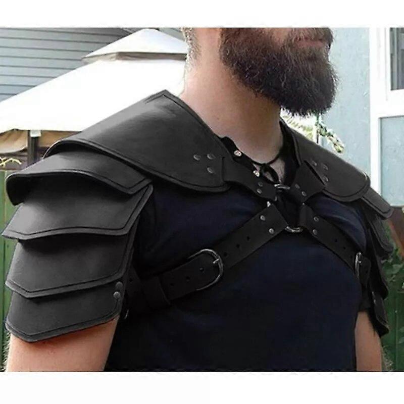 Medieval Viking Gladiator Warrior Leather Pauldrons Double Shoulder ...