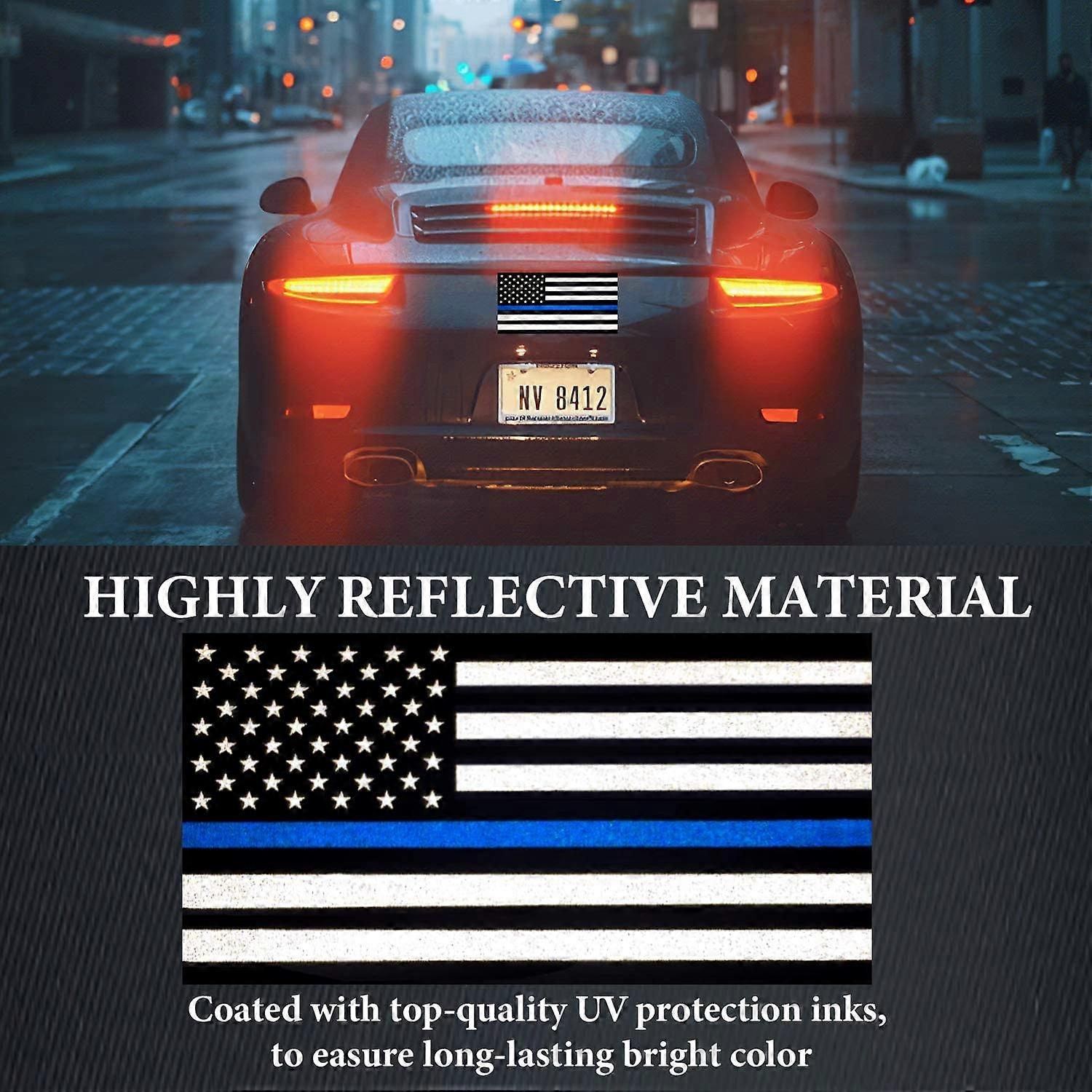 4 Pack Thin Blue Line Sticker Decal 3x5in Subdued American Flag Sticker ...