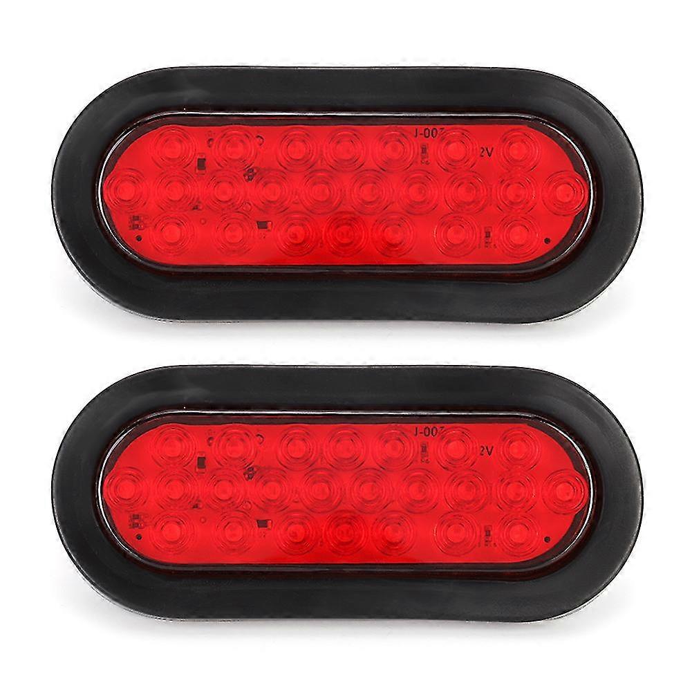2pcs 12V Trailer Taillight 24LED Oval Red Rear Light Lamp 6000K High ...