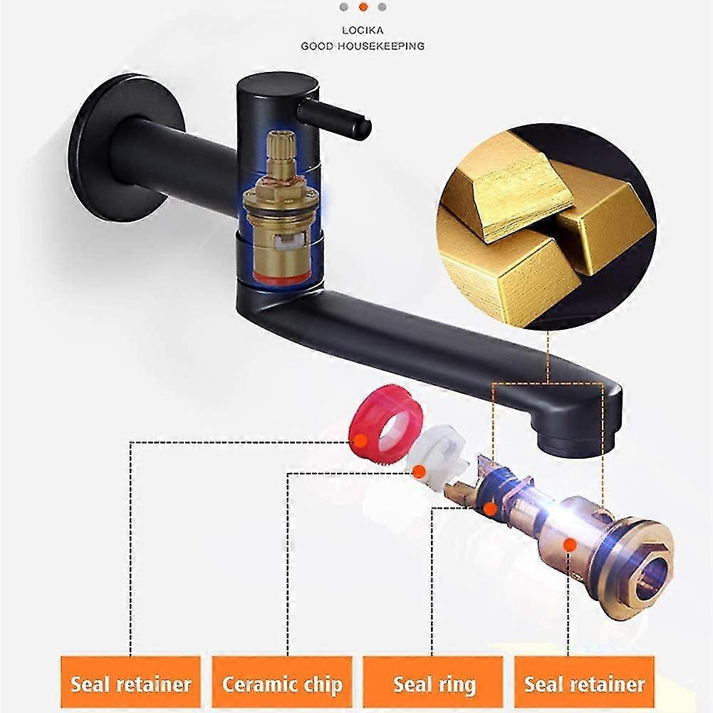 Wall Mounted Black Cold Water Faucet Washing Machine Broom Pool Garden ...