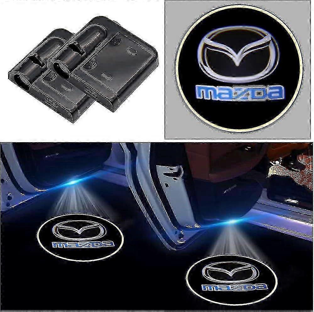 2pcs For Mazda Wireless Car Door Logo Light Led Hd Welcome Courtesy ...