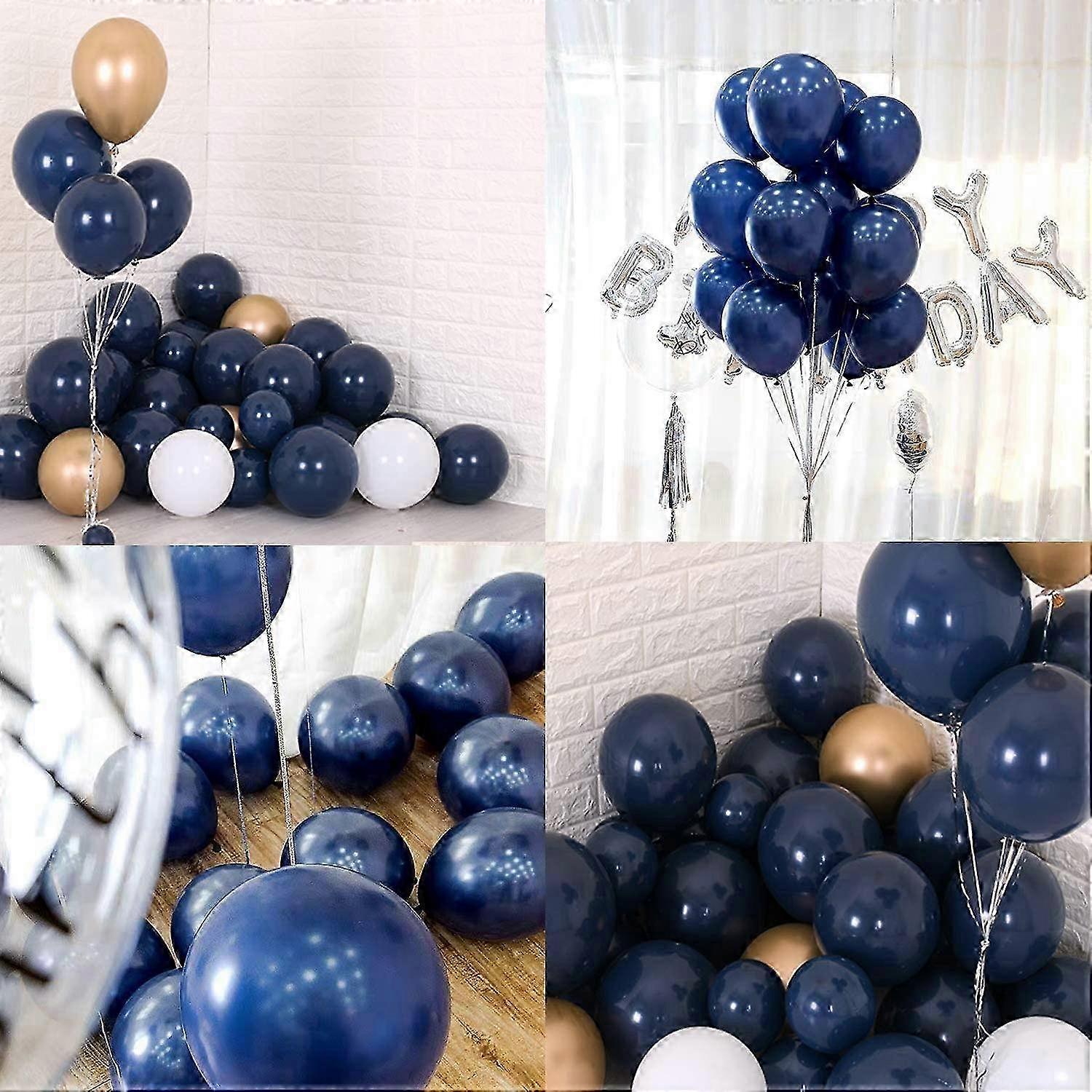 100 Pack Navy Blue Balloons 12 Inch Chrome Round Helium Pearl Metallic ...