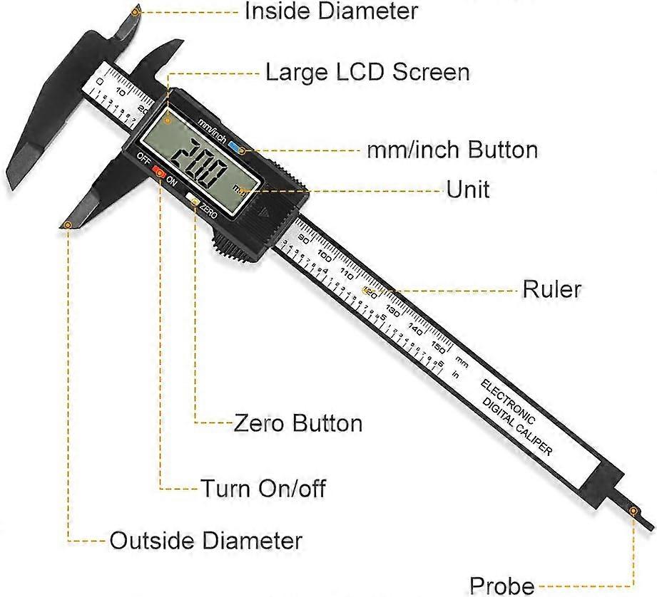 High-Precision Digital Caliper, Measuring Tool with Large Lcd Screen ...