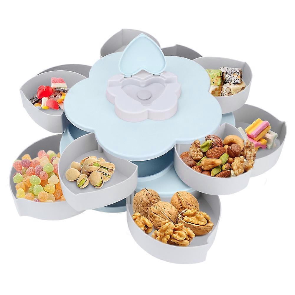 Double Deck Snack Box Candy Dish Petal Rotating Dried Fruit Plate ...