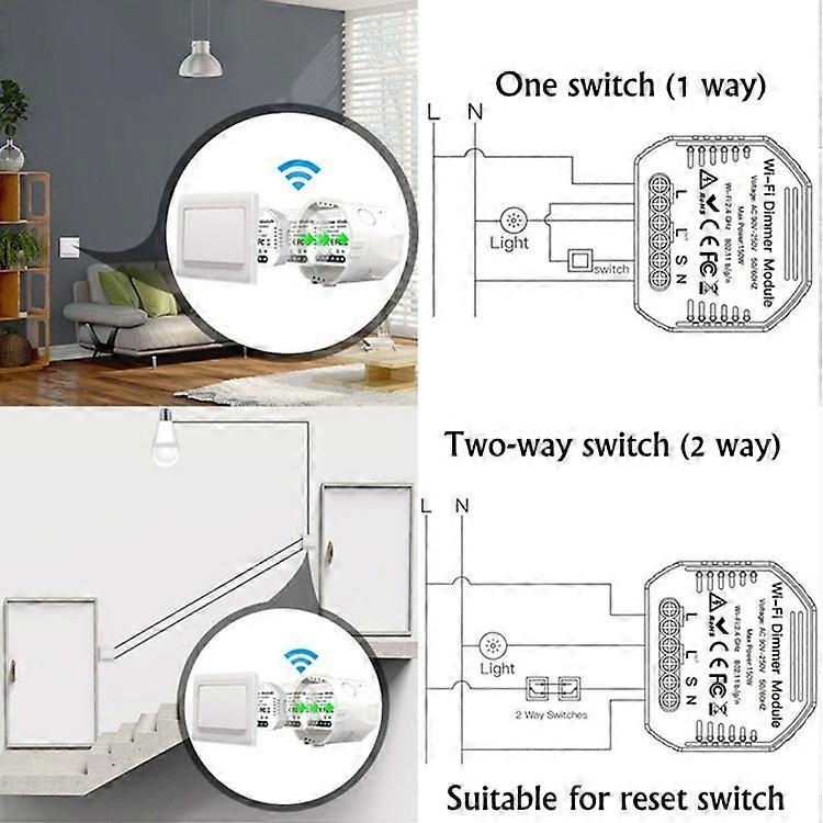 Concealed Wifi Smart Switch Dimmer Switch And Traditional Switch Dual ...