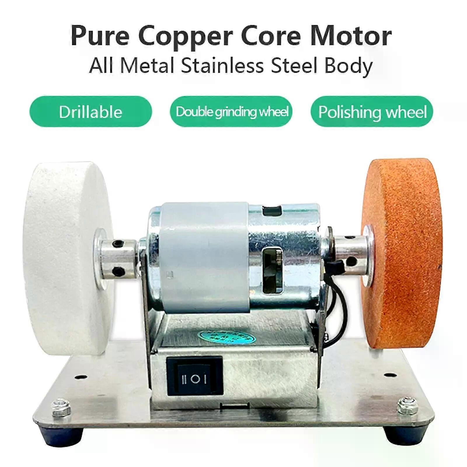 100W 220V Stainless Steel Bench Polisher with 2 Discs, 7-Speed, UK Plug ...