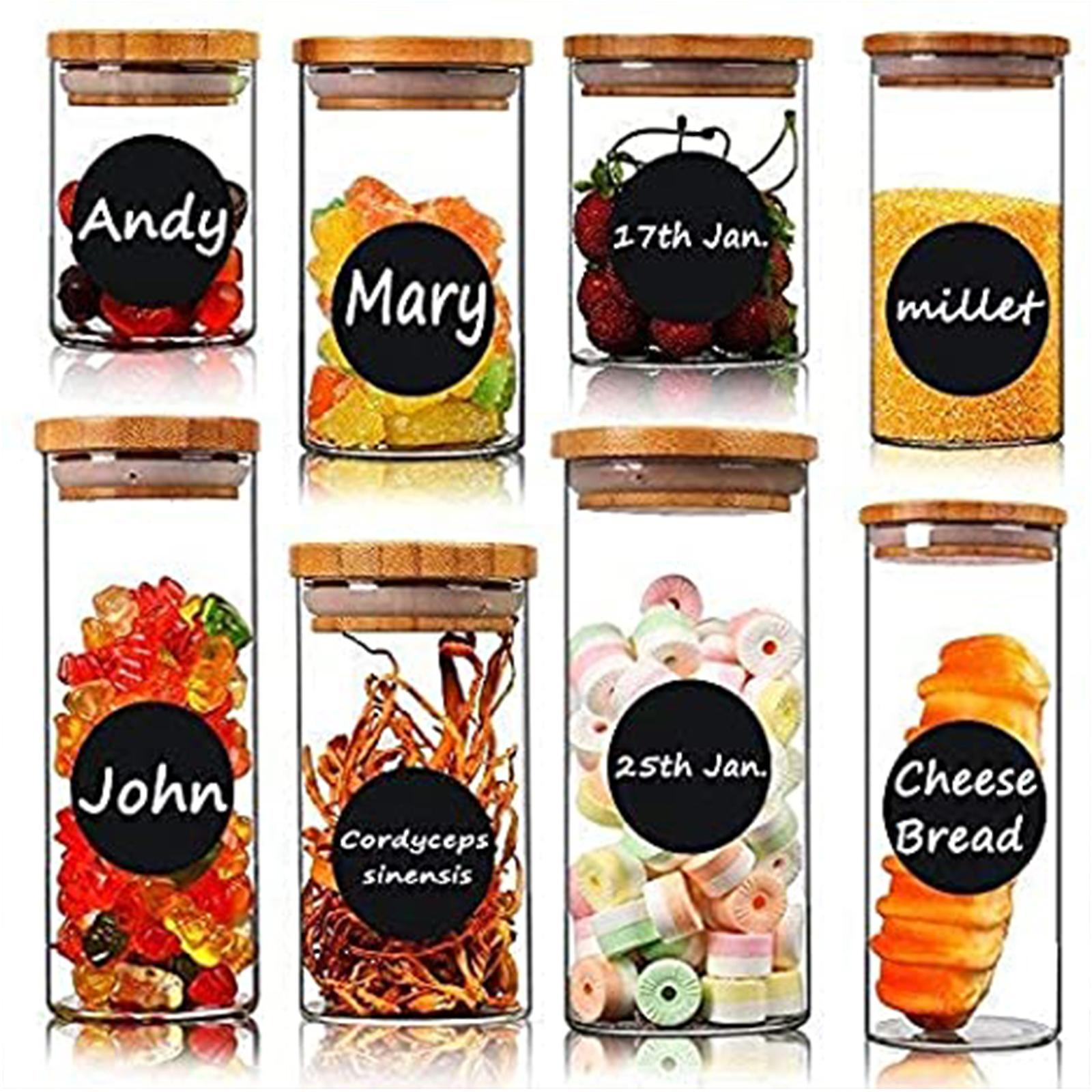 180PCS Round Spice Labels Printed Chalkboard Spice Stickers for Mason ...