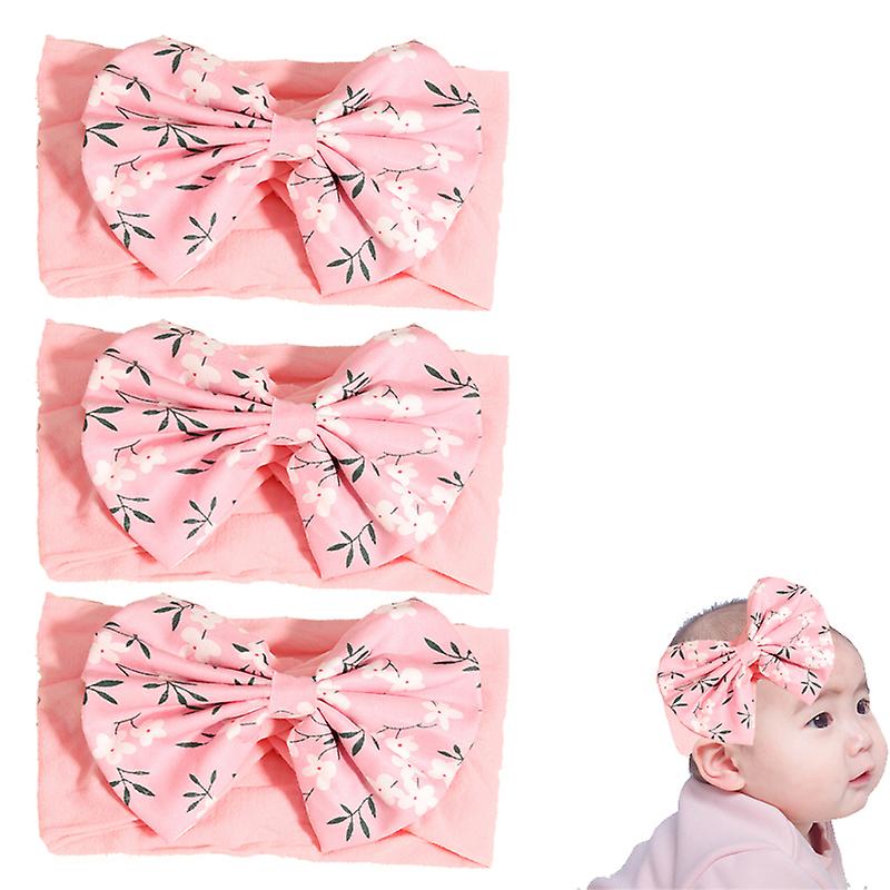 3 Pcs Bow Baby Nylon Wide Headbands Flower Printed Bow Hairbands Hair Bow Elastics for Baby ...