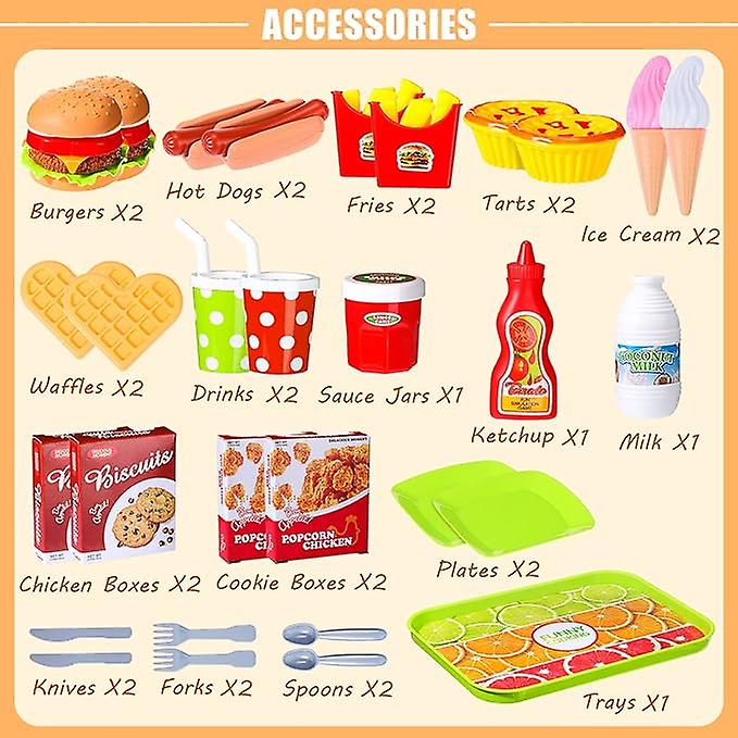 New Pretend Play Food Toys Set For Kids Kitchen Burgers Playset Fake ...