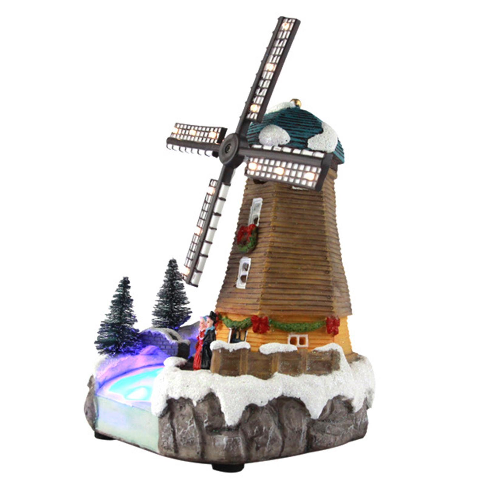 LED Lighted Christmas Village Windmill Building Statue for Shelf Indoor ...