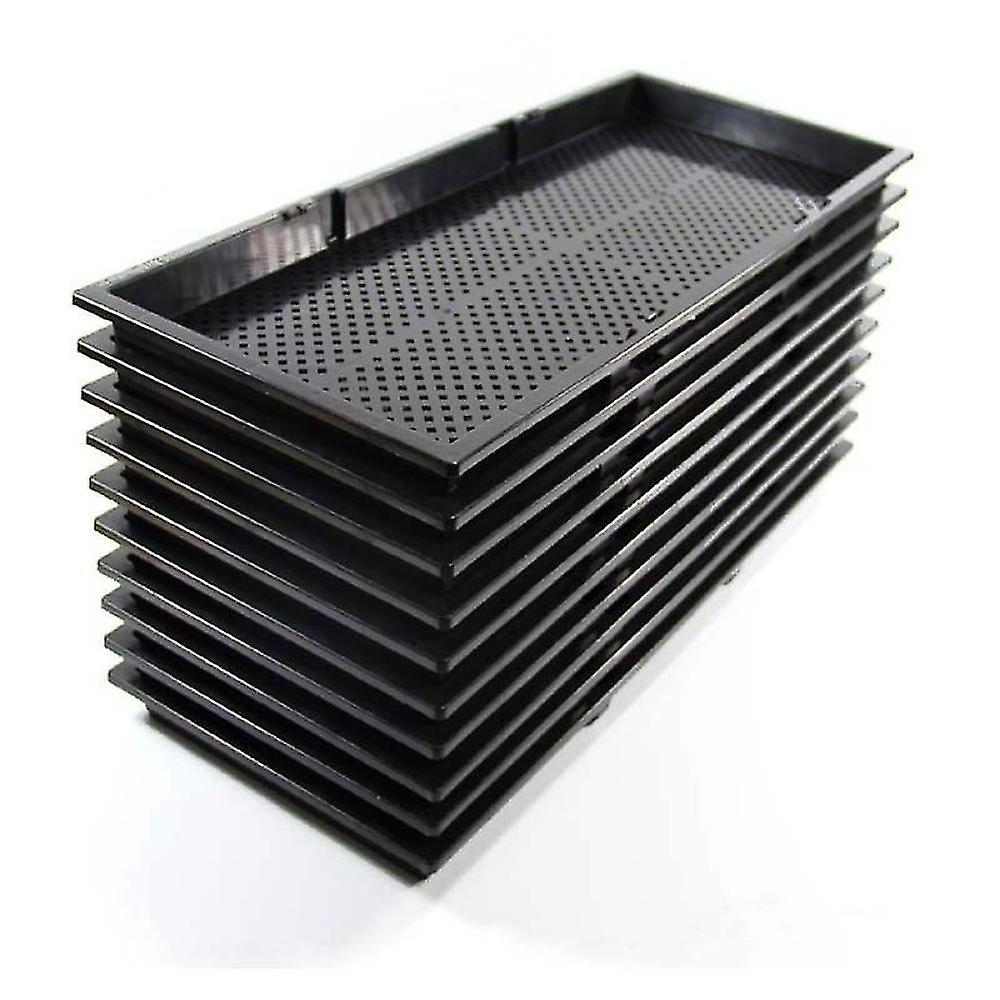 10pcs Plastic Growing Tray Reusable Seedling Tray Black Planting Tray For Greenhouse Hydroponics ...