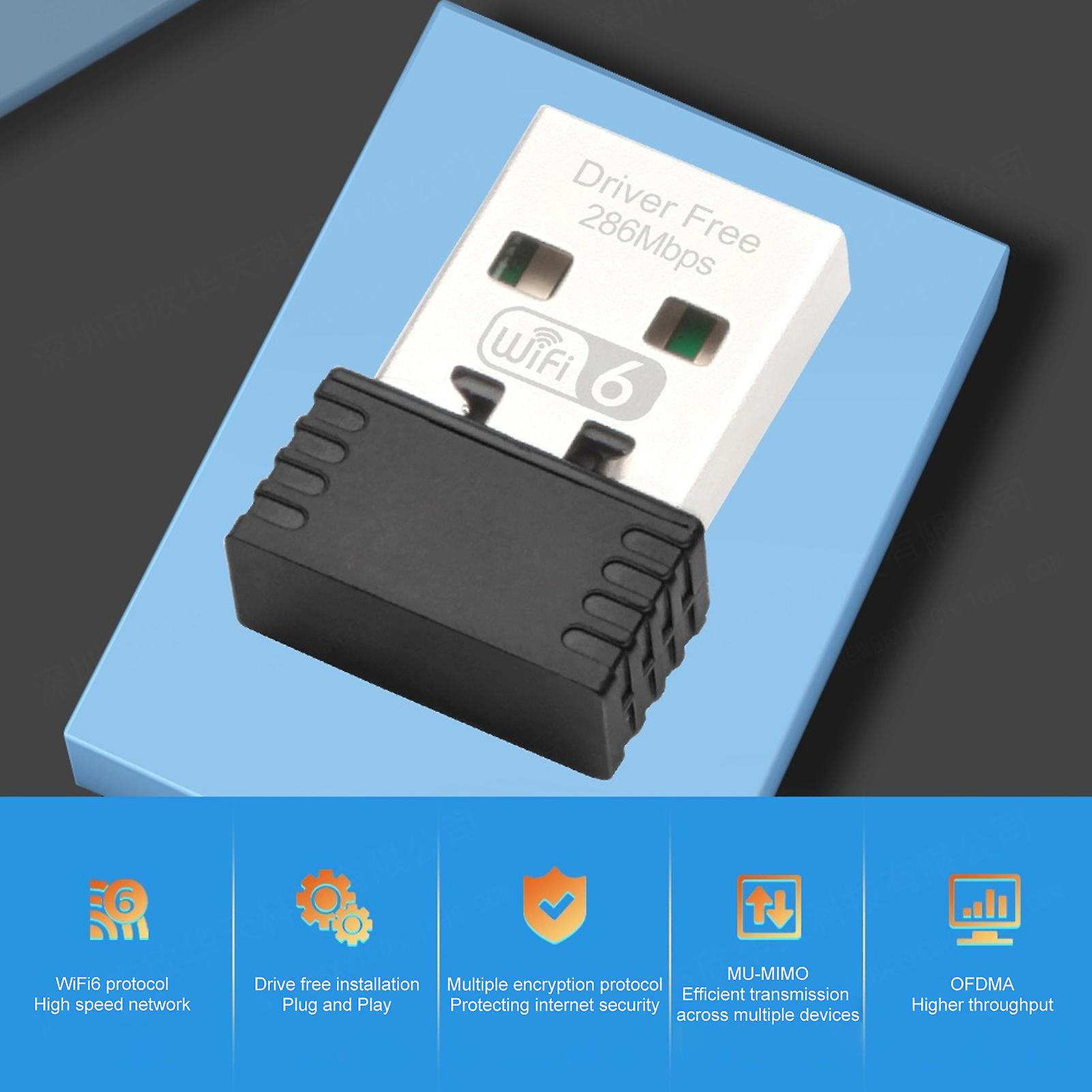 Trådlös USB WiFi-adapter WiFi 6-mottagare Enhetsfri 300 Mbps ...