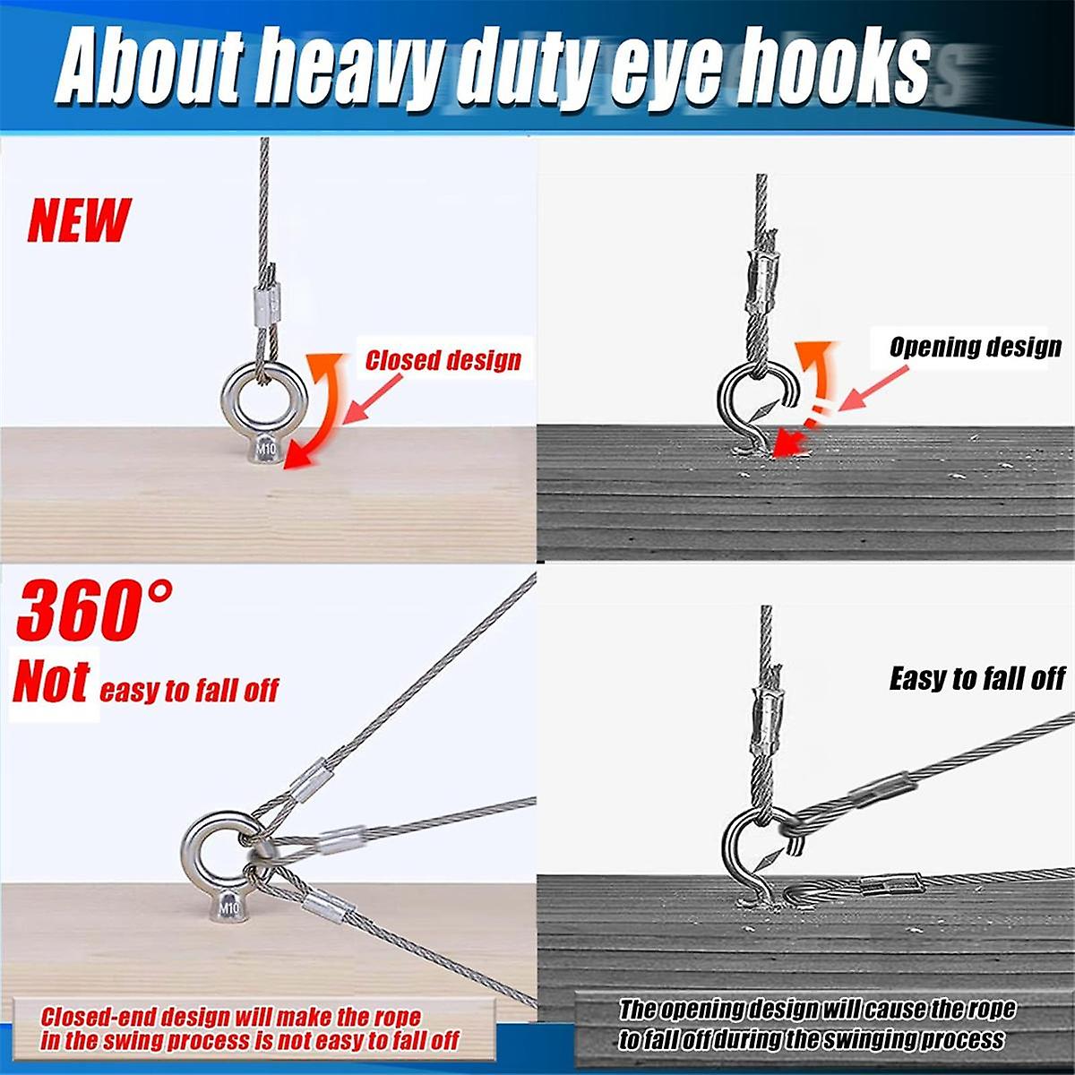 Heavy Duty Eye Hooks Self Tapping Eyelet Screw Load Capacity 700LBS ...