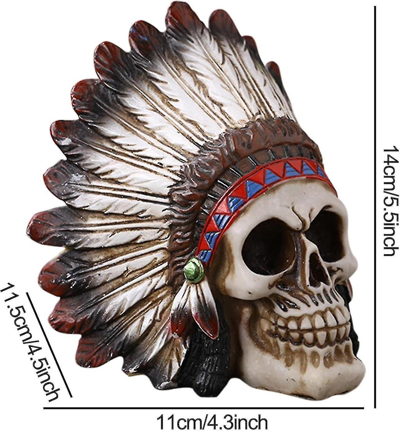 Halloween Indian Skull Head Sculpturev | Indian Warrior Skull With ...