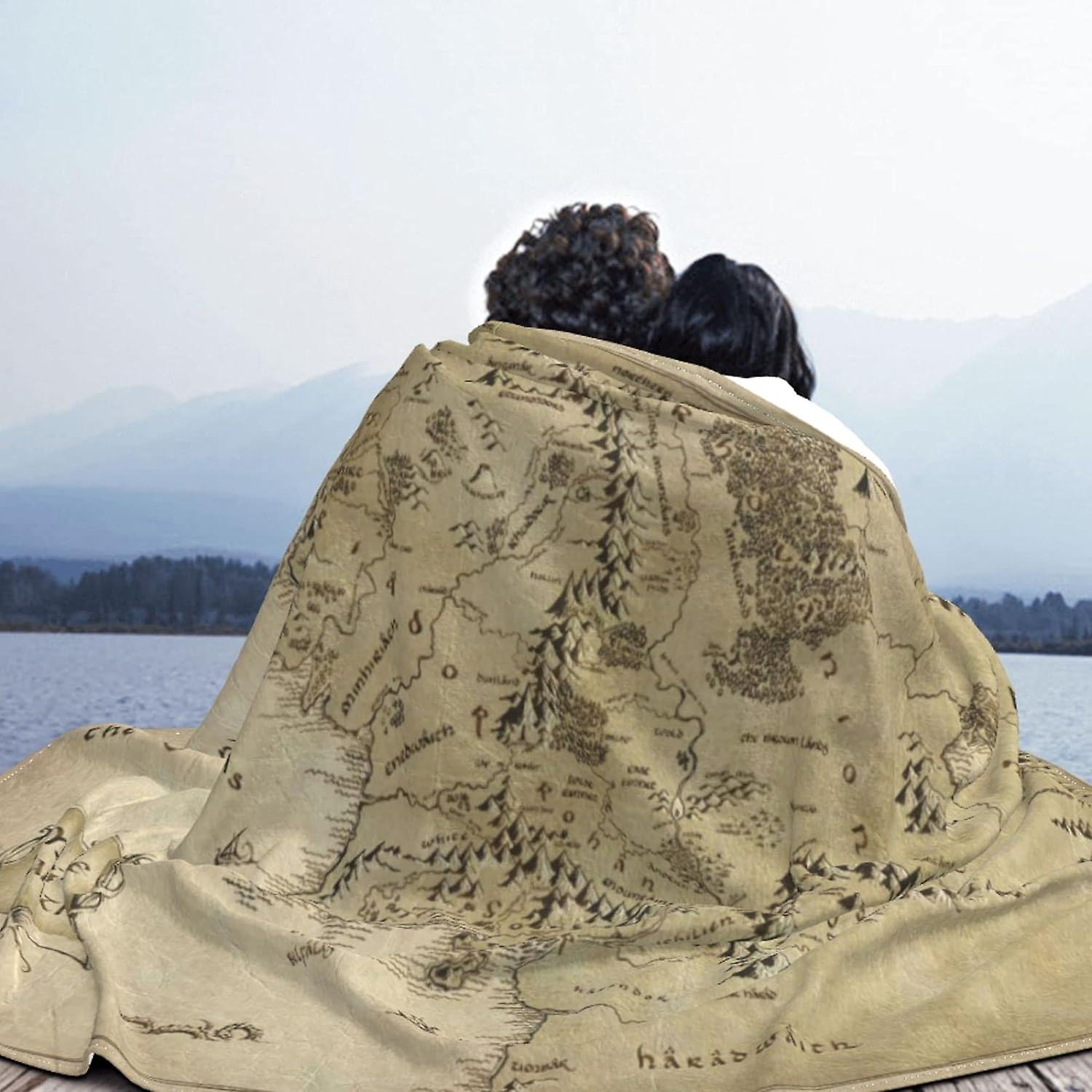 Retro Middle Earth Map Throw Blanket;ch Soft Flannel Fleece Travel ...