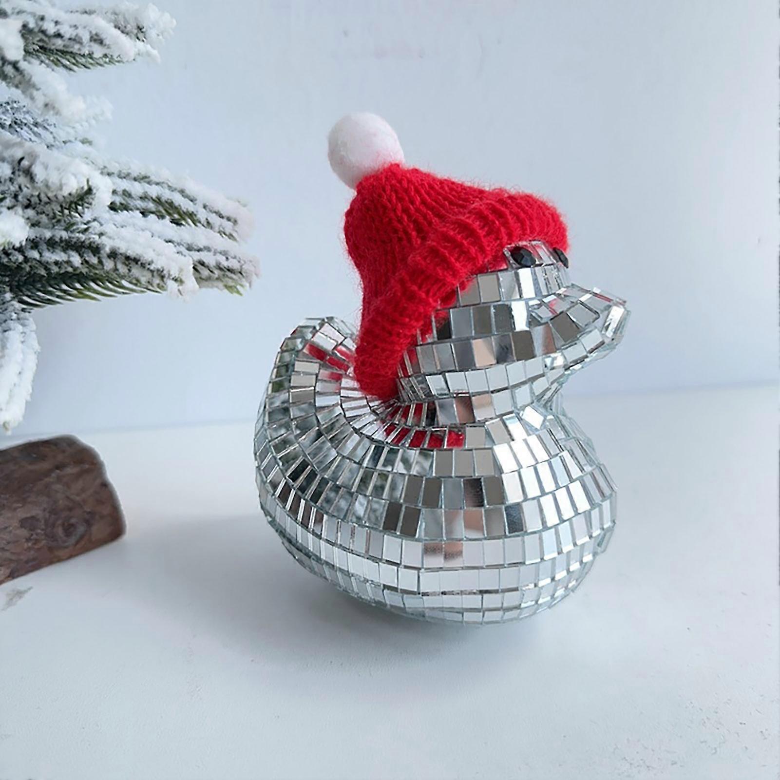 Christmas Disco Duck Ornaments Reflective Mirror Ball Sculpture Shiny ...
