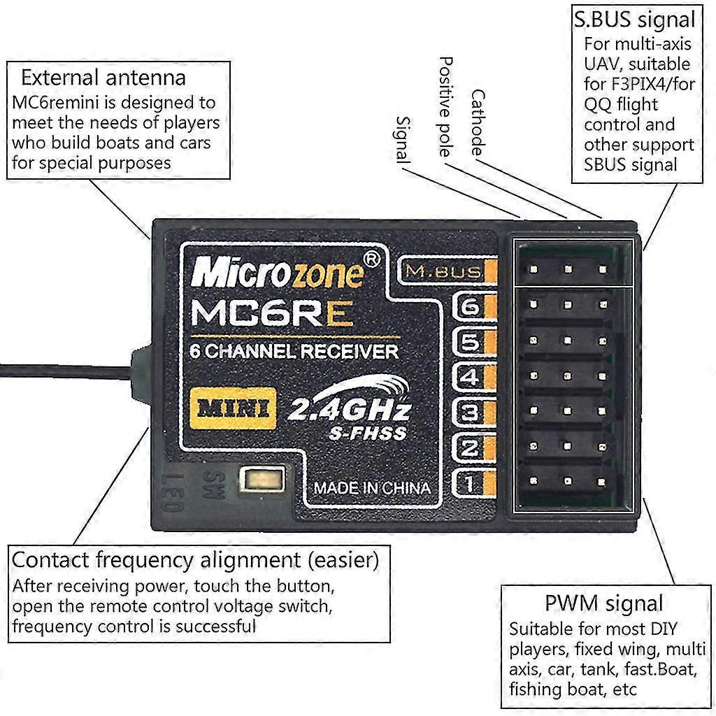 2.4ghz Mc6re Receiver 6-channel Gyroscope Receiver Mc6c Remote Control ...
