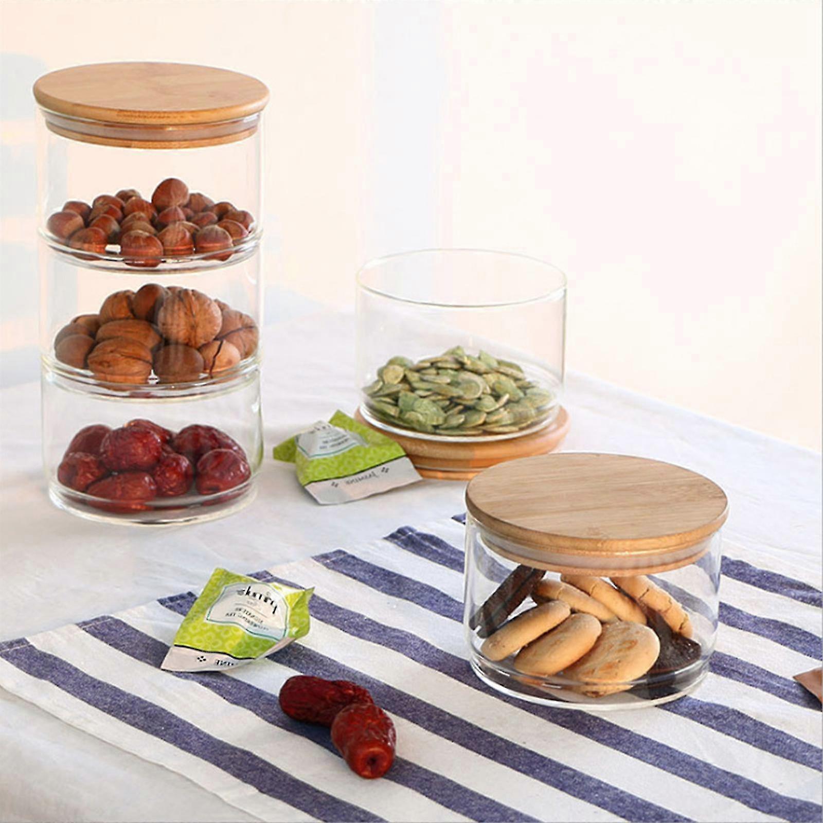 Glass Storage Jars,stackable Clear Glass Canisters Containers With ...