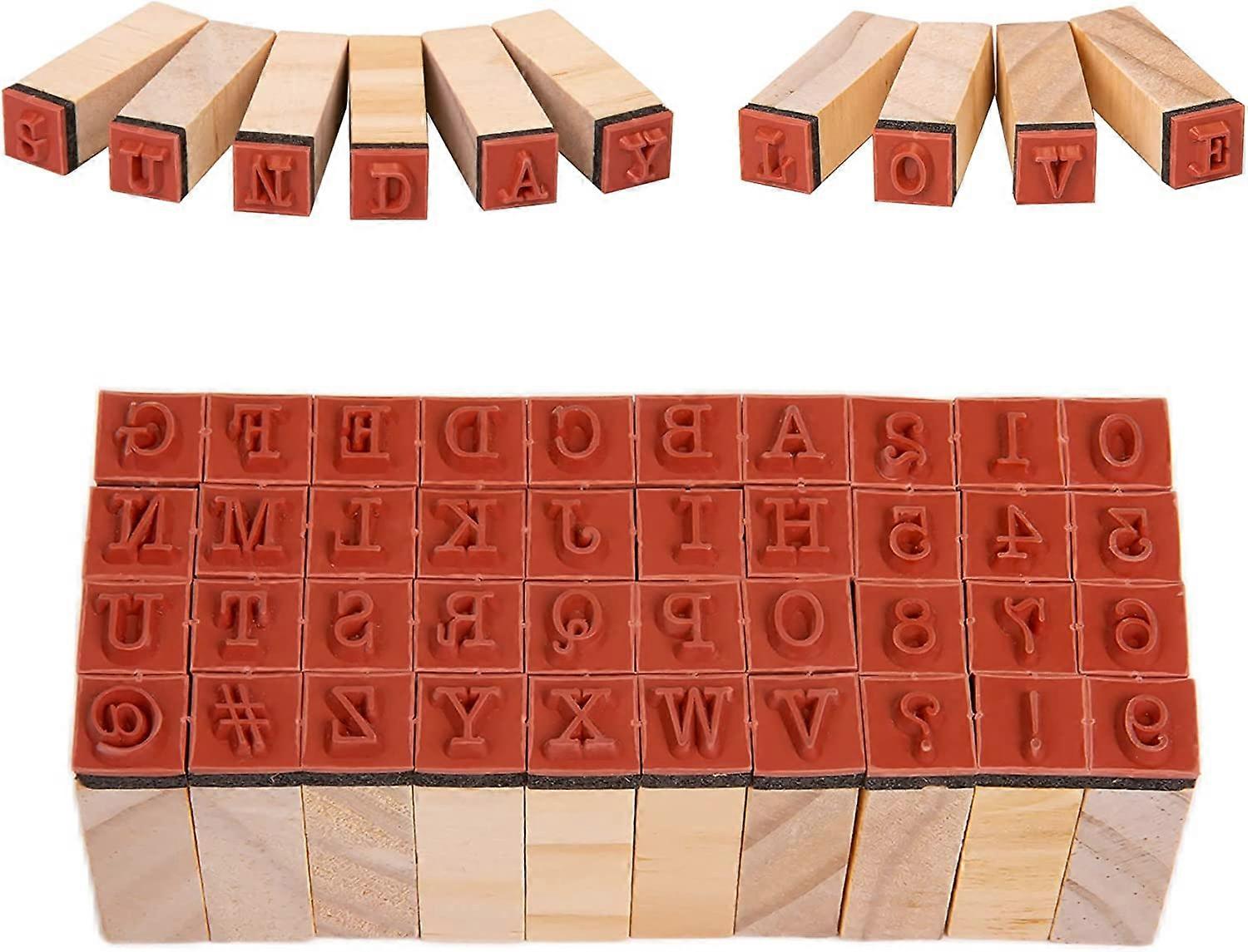 Alphabet Stamps, 40 Pcs Wooden Rubber Stamps - Set of Capital Letter ...