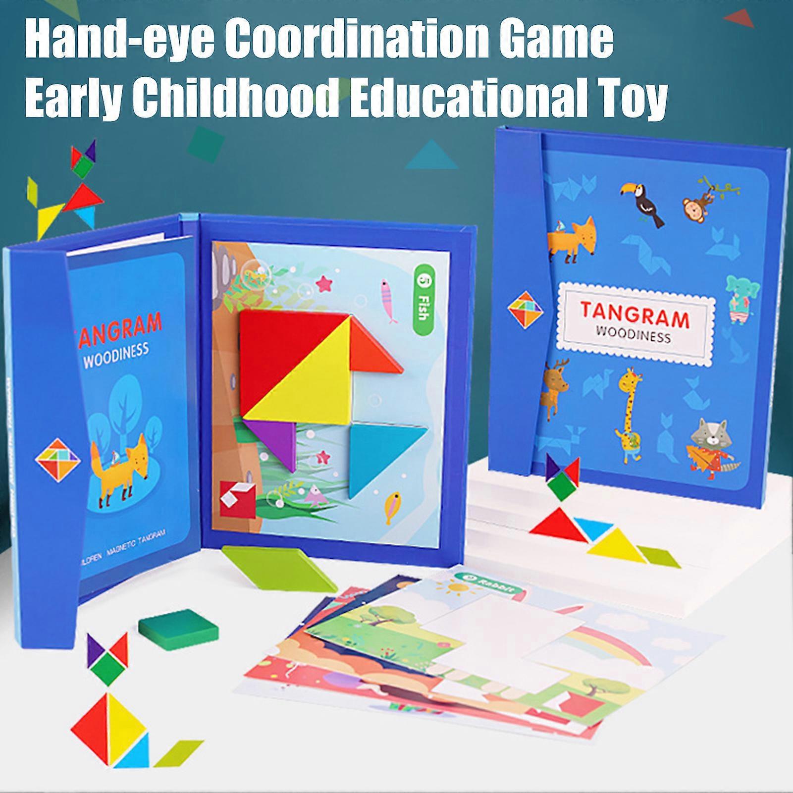 1 Set Tangram Toy Book Design Geometric Shapes Magnetic Blocks Tangram ...