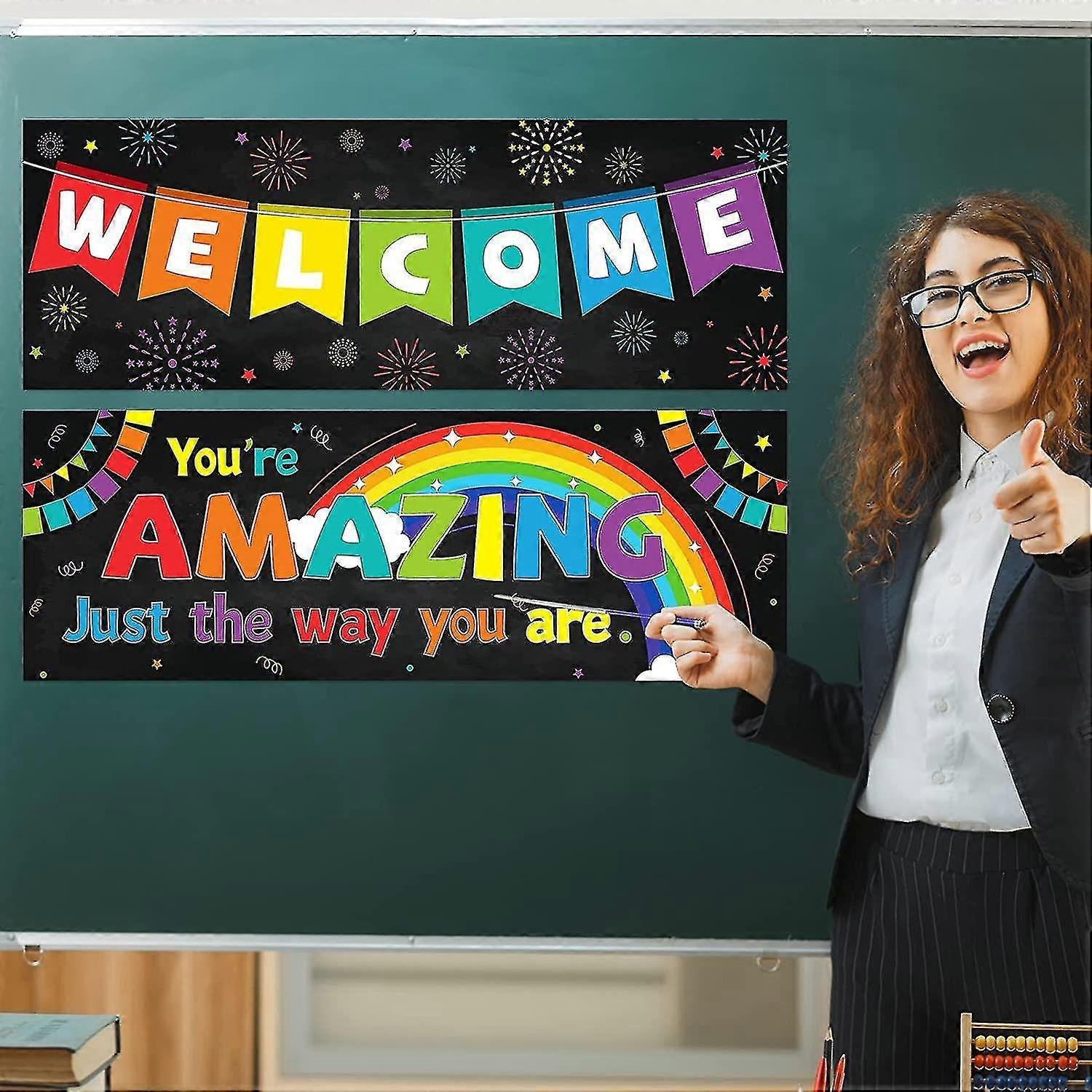 2 Pack Motivational Classroom Decorations, Banner Posters For Teachers ...