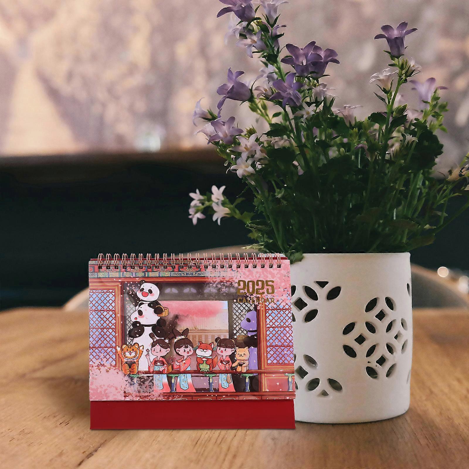 2025 Chinese New Year Desk Calendar - 18-month Standing Flip Calendar ...