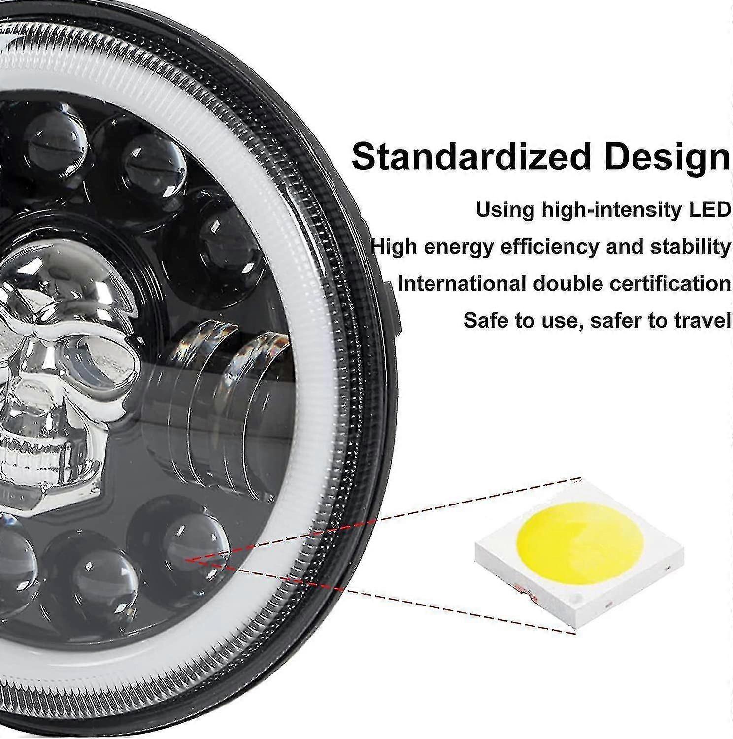 7 Inch Motorcycle Skull Led Headlight For Harley Davidson Motorcycle ...