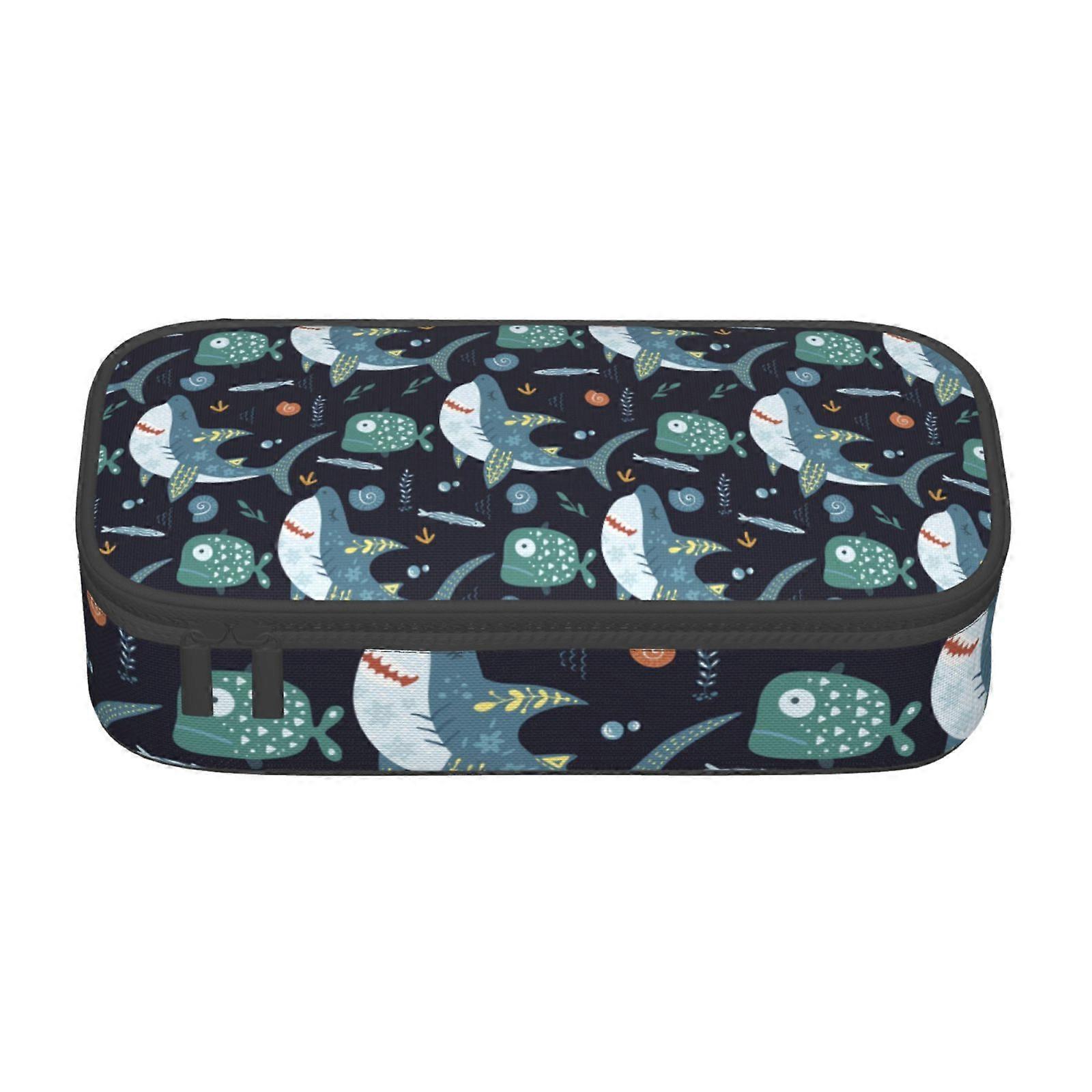 Cute Shark Pencil Case Big Capacity Pencil Pouch Makeup Bag Office ...