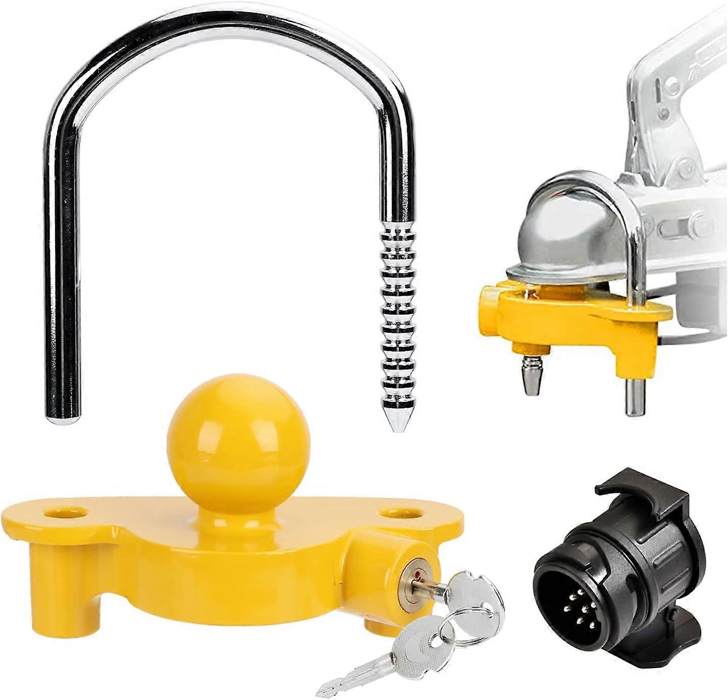 High Security Trailer Lock - With 13 to 7 Adapter and Protective Bag ...