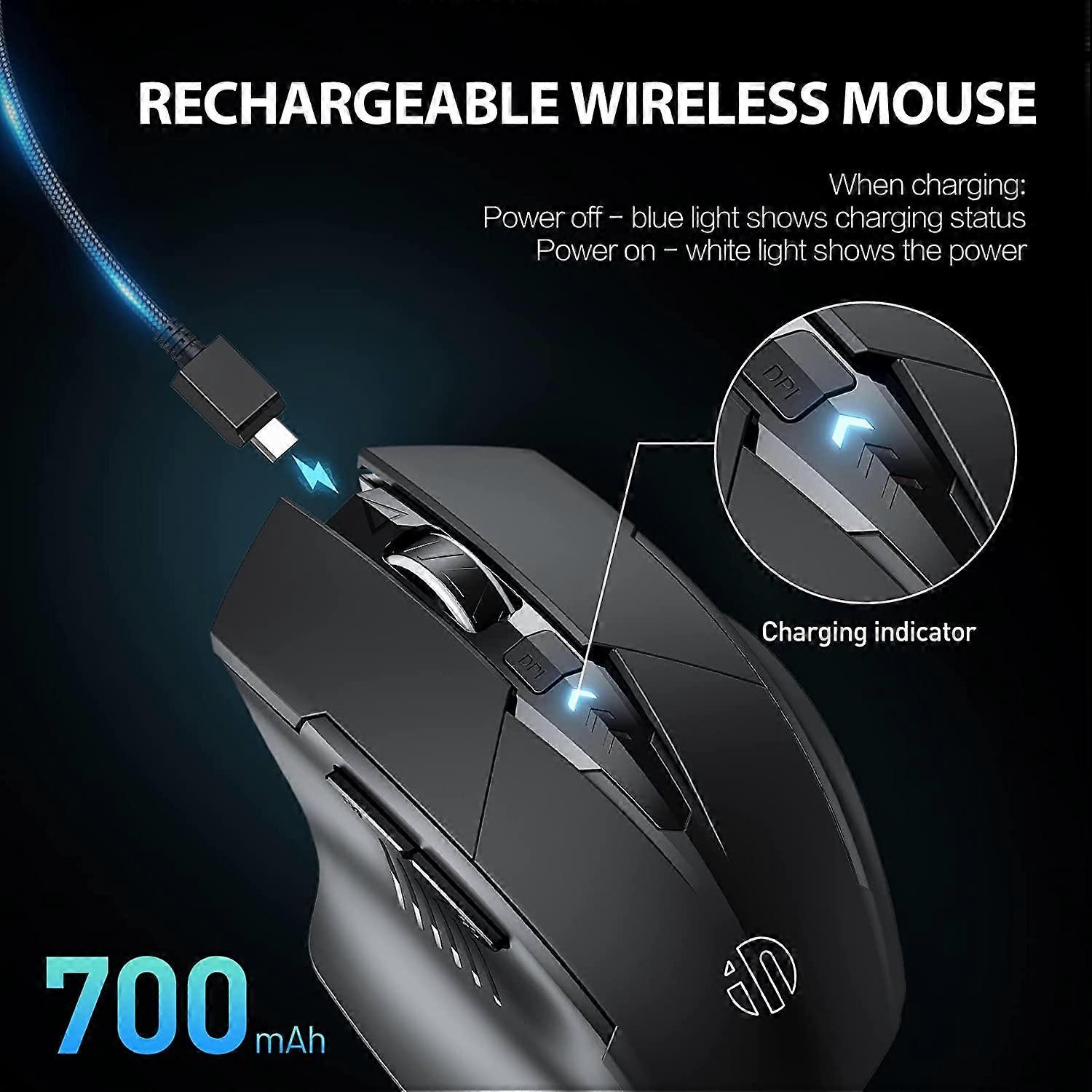Wireless Mouse, [Upgraded: Battery Level Visible] Large Ergonomic ...