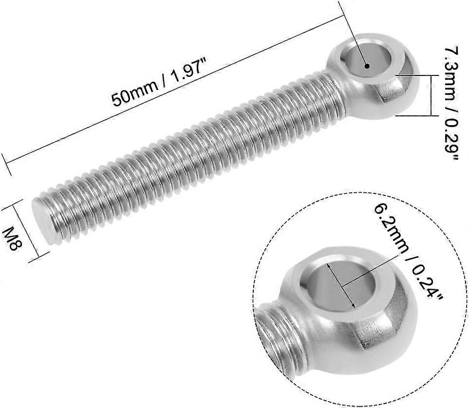 2pcs Eye bolt lifting ring M8 x 50mm stainless steel 304 thread | Fruugo UK