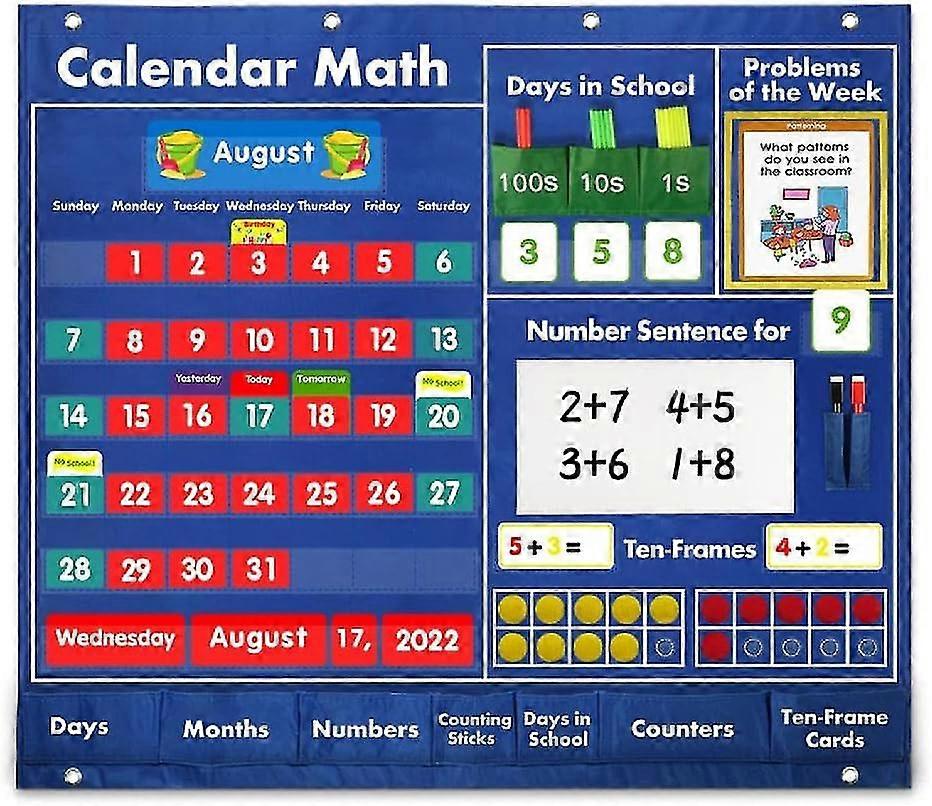 Calendar Math Pocket Chart Classroom Pocket Chart Educational Pocket ...