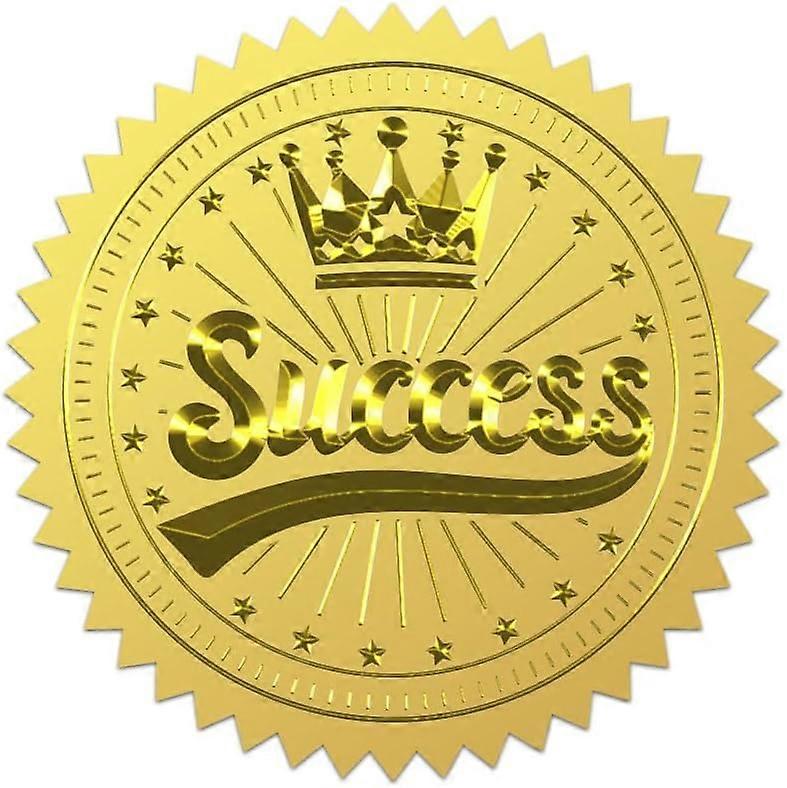 100Pcs Success Crown Gold Foil Stickers 2 Inch Success Self Adhesive ...