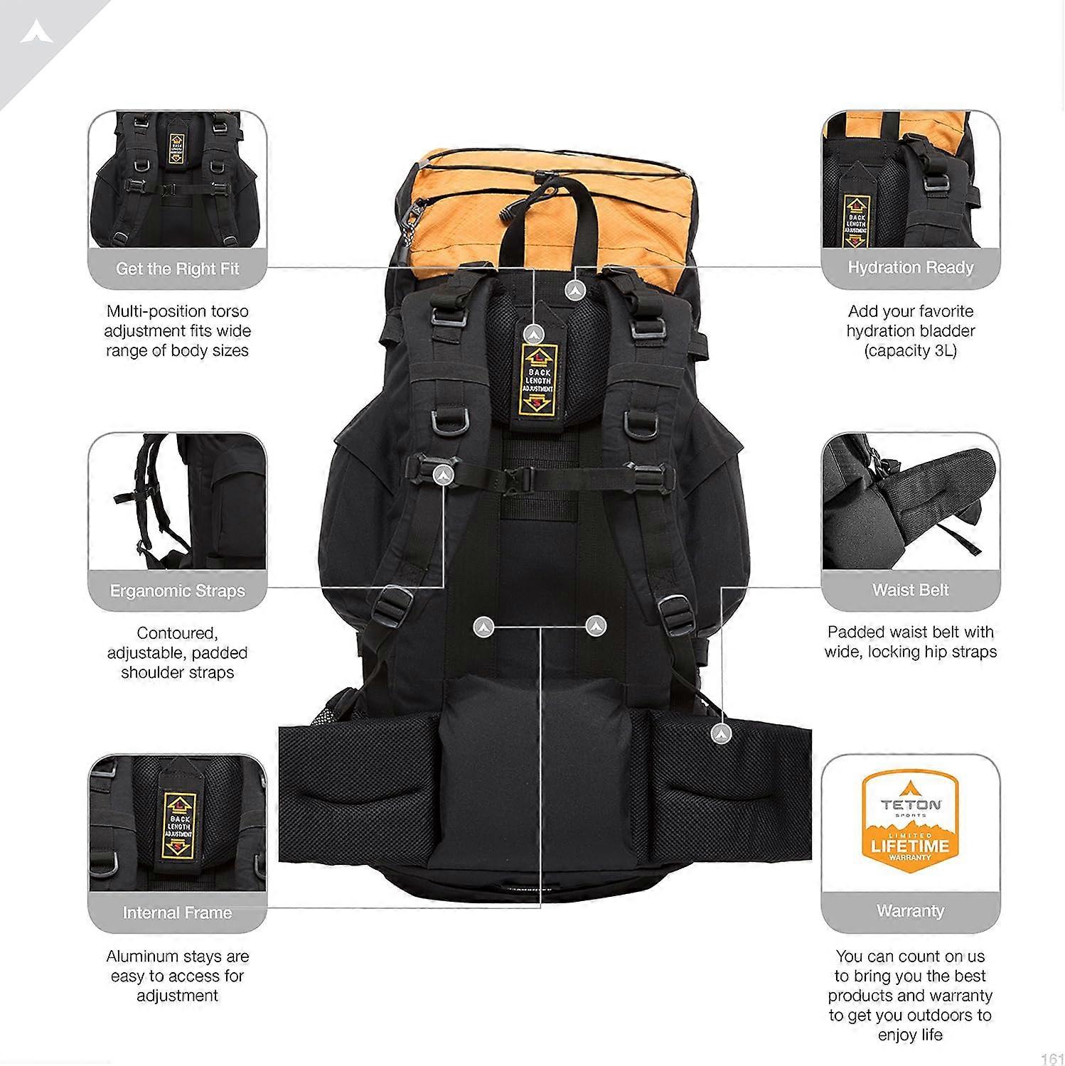 Internal Frame Backpack for Hiking 55L | Fruugo UK
