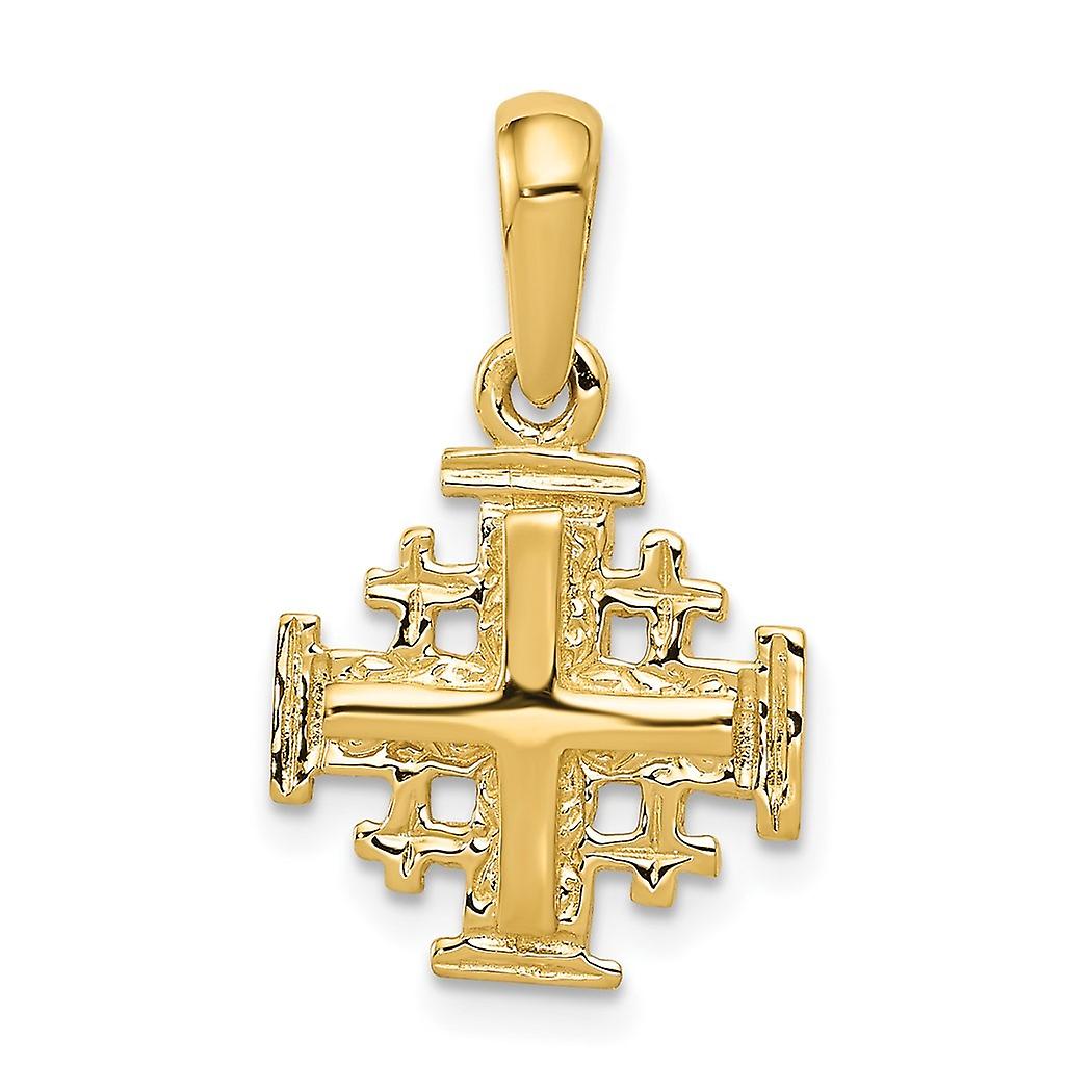 13mm 10k Gold Jerusalem Religious Faith Cross Charm - 1.3 Grams - Charm ...