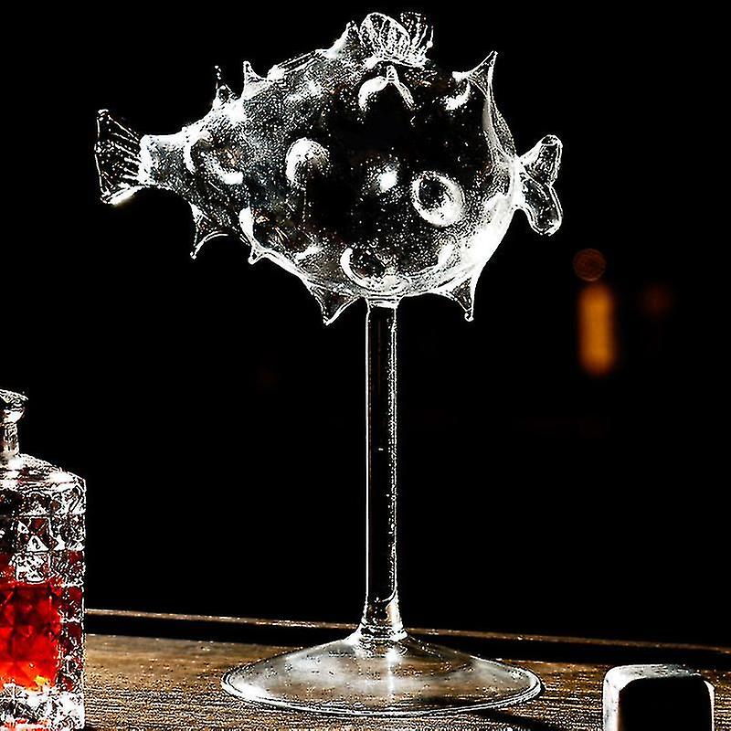 200ml Creative Pufferfish Cocktail Glass Martini Glass With Straw ...