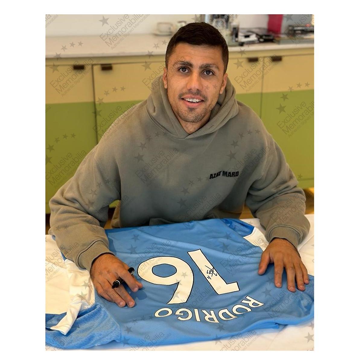 Rodri Signed Manchester City 2021-22 Football Shirt. Icon Frame | Fruugo UK