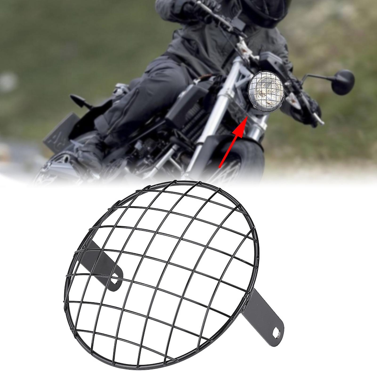Motorcycle 7 Headlight Mesh Grill Side Mount Universal Cover Mask for ...