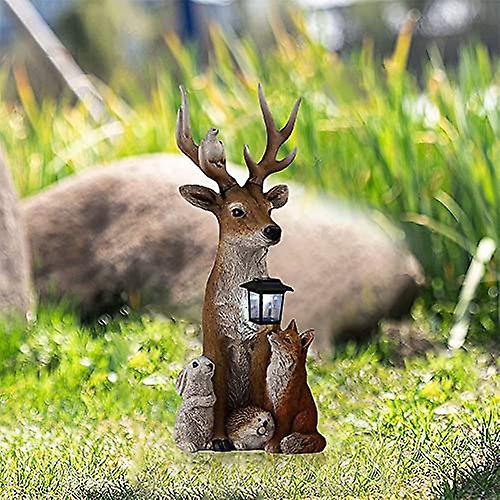 Solar Garden Light Outdoor Decor Deer Statue with Solar Light Hand ...