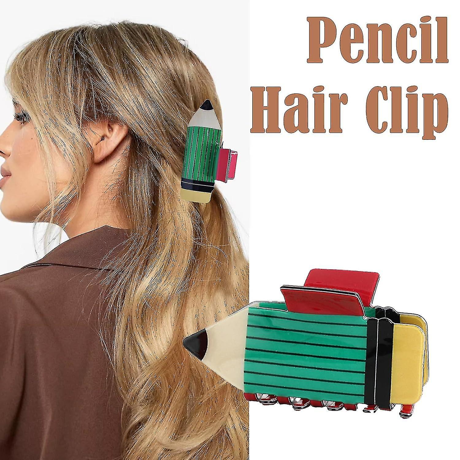 3pcs Pencil Hair Claw Clips Funny Teacher Hair Clips Cute Hair Jaw ...