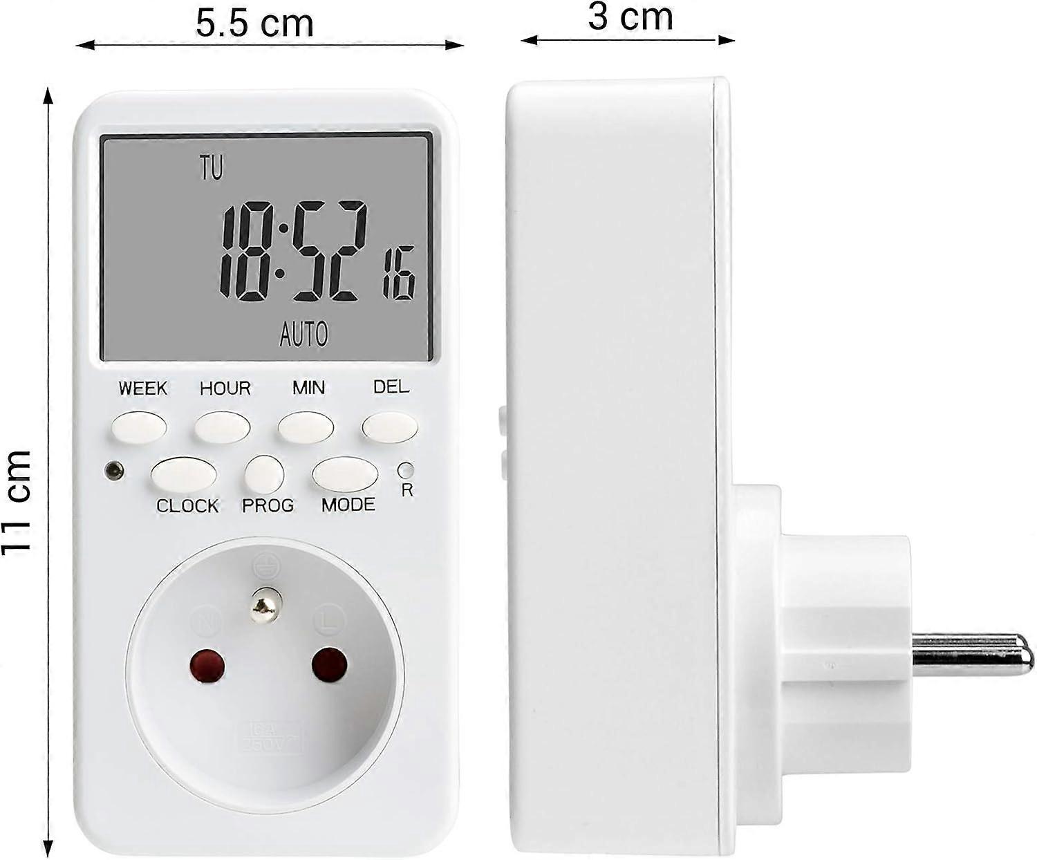 Digital Programmable Socket, Weekly Electric Socket Timer with 20 Programmes, 24H Socket Timer ...