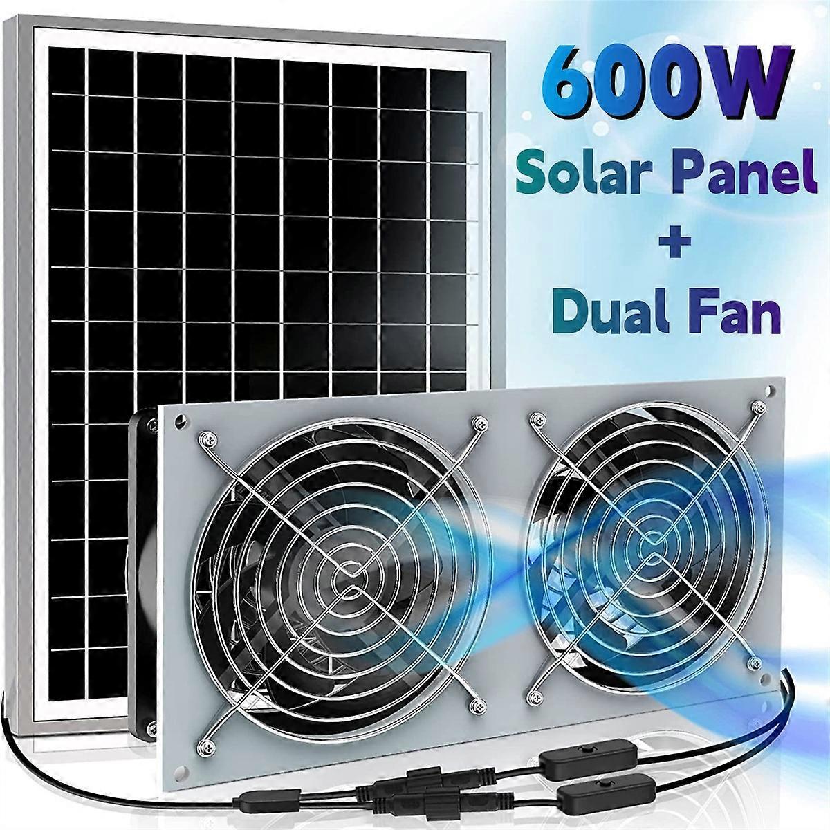 LBQ 600W Solar Panel Fan Kit Portable Exhaust Fan Ventilation ...