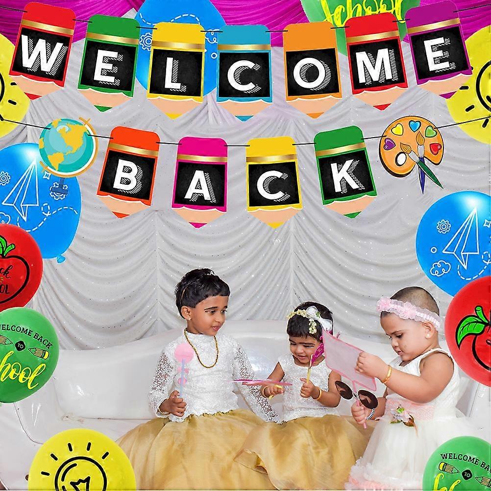 Back To School Party Decorations Hanging Banner Balloon Cake Toppers ...