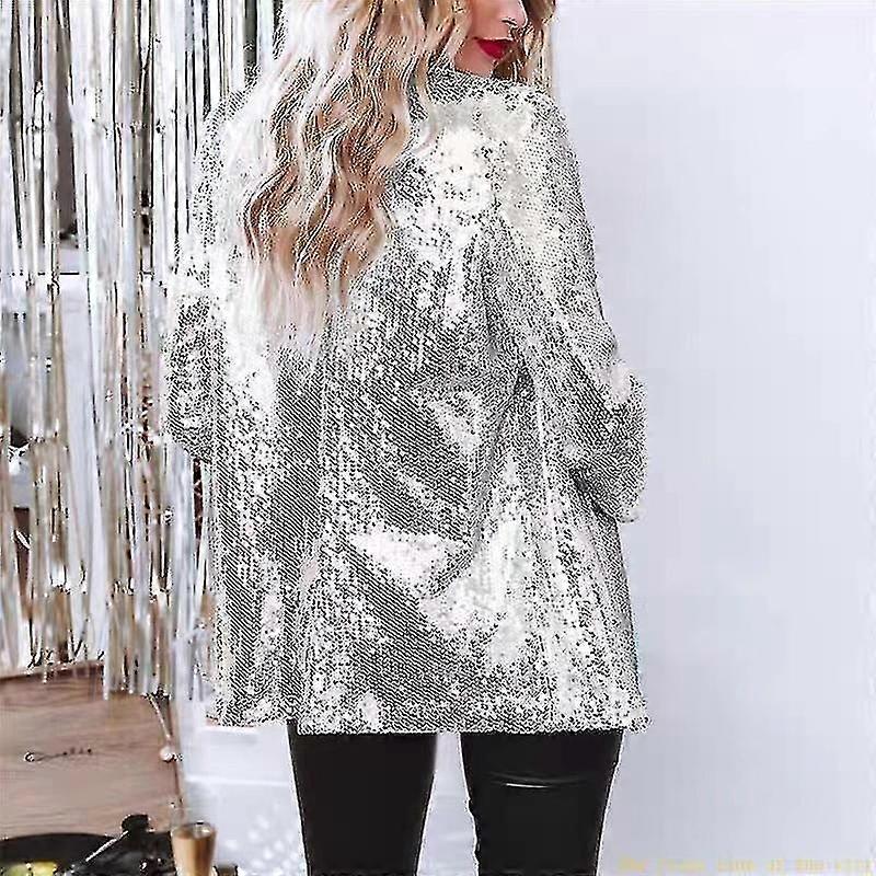 Women Sequin Jacket, Glitter Sparkle Casual Long Sleeve Blazer Coat ...