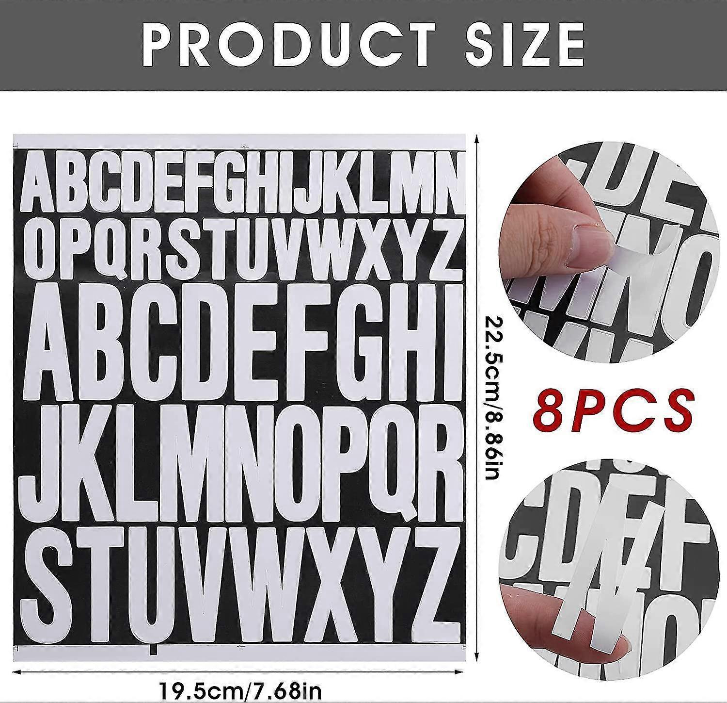 8 Sheet Letter Stickers, Self Adhesive Alphabets Stickers Vinyl Letter ...
